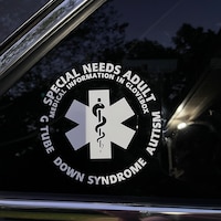 YOU CHOOSE TEXT Special Needs/ Medical Alert Car Window Decal ...
