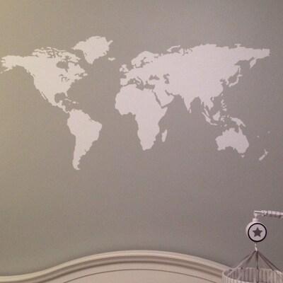 Large World Map Decal . Removable World Map Wall Stickers . Colorful ...
