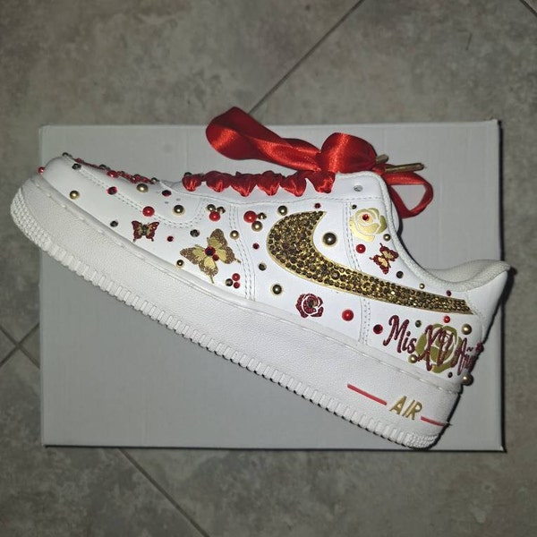 Custom Design Bedazzled AF1 for Quinceañera/ Mis XV Años/ Weddings ...