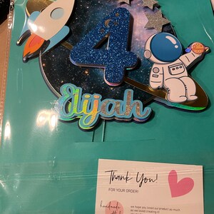 Topper de pastel espacial, fiesta de cumpleaños espacial, decoración de ...