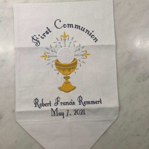 Personalized First Communion Banner With Ornate Embroidered Chalice - Etsy