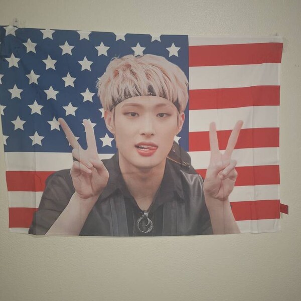 Ateez Mingi Blonde Hair Flag Banner, Mingi American Tapestry, Mingi ...