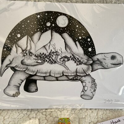 Pack of 4 Celestial Tortoise Stickers, Tortoise Lover Gift, Tortoise ...