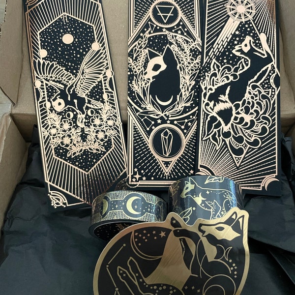 Witchy Bookmarks, Celestial Bookmark Collection, Gold Bookmark, Black ...