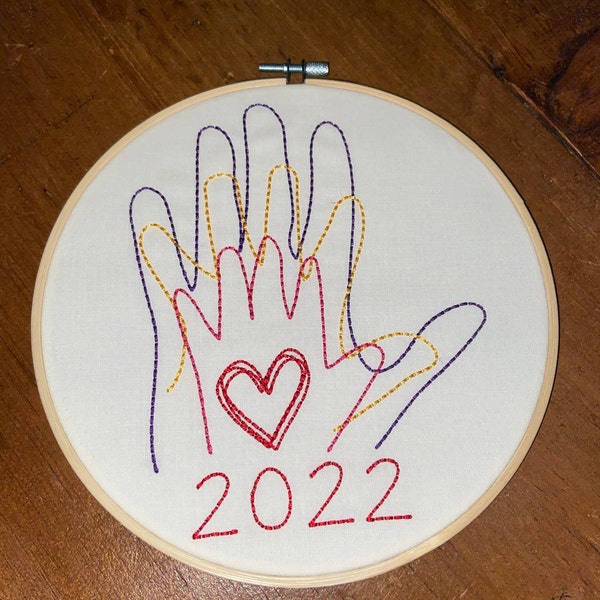 Custom Embroidered Handprints in Hoop, Valentine's Gift, Father's Day ...