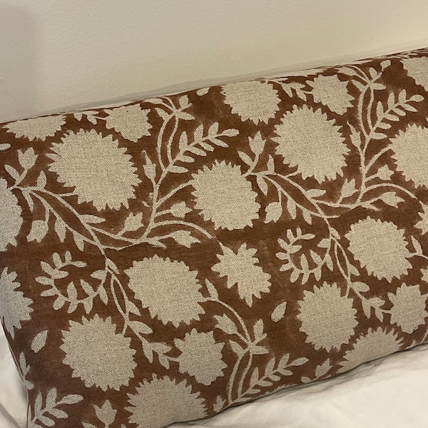 Small Flower Block Print Handloom Linen Fabric ,upholstery Fabric ...