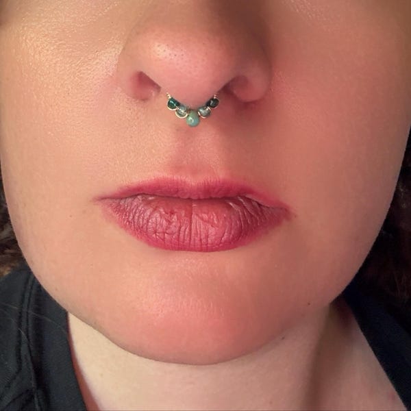 Nose Ring With Glass Beads, Surgical Steel Boho Septum, Nostril, Helix ...