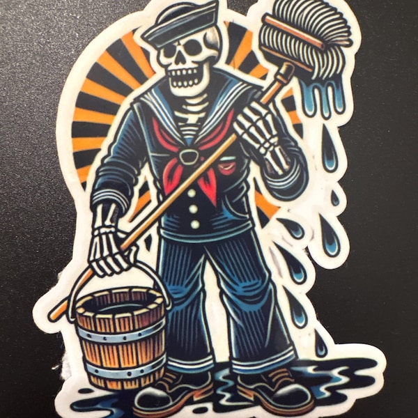 American Traditional Style Skeleton Sailor Sticker, Sailor, Navy ...