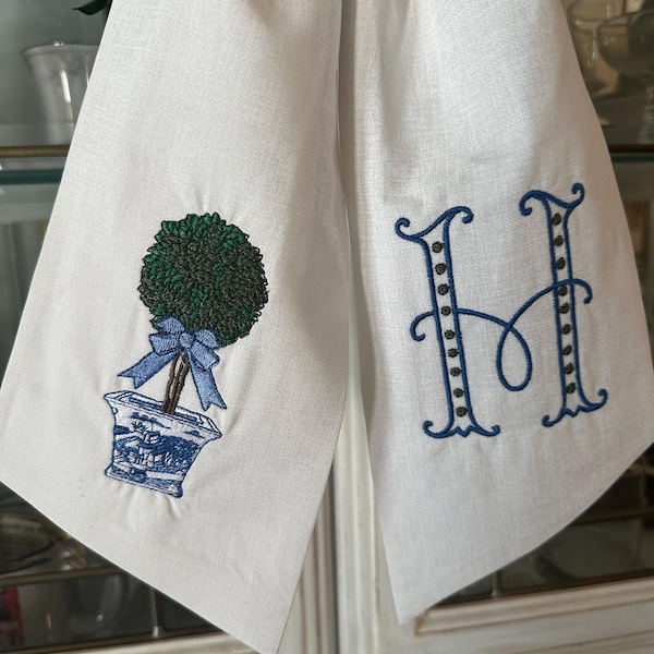 Chinoiserie Topiary Embroidery - Blue Willow - Machine Embroidery File ...