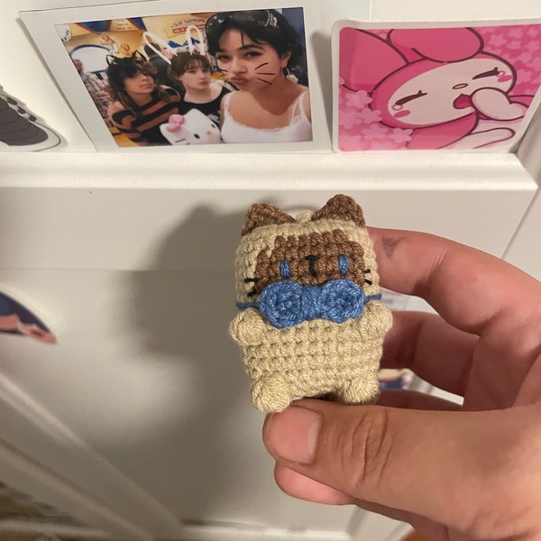 Personalized Cute Crochet Cat With Flower and Bell Keychain - Etsy