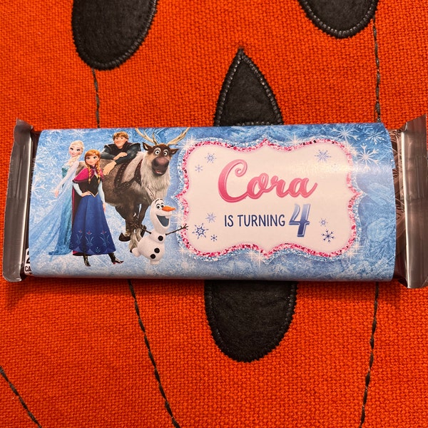 Frozen Birthday Party Candy Bar Wrapper Frozen Elsa Anna Sven Kristoff ...