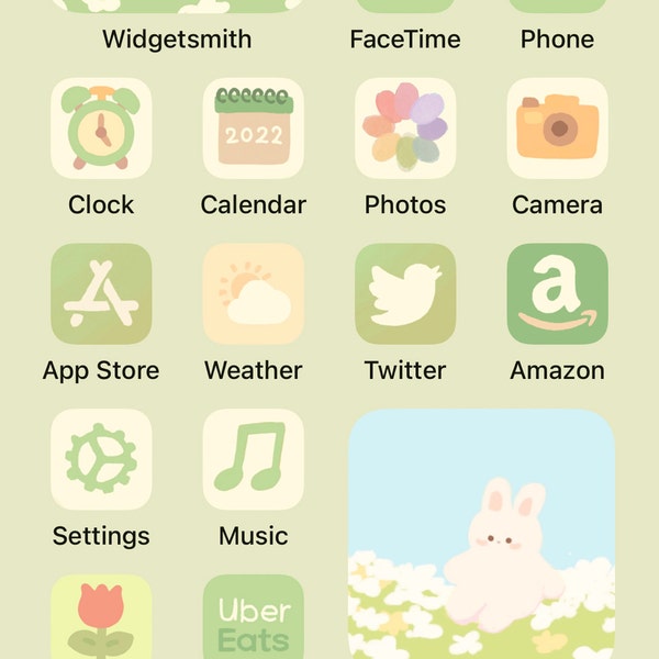 Cute Green Hand Drawn Ios & Android App Icons | Home Screen Set | App ...