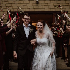 50 Personalized Ribbon Wands, Gray and Blush Wedding Wands, Wedding ...