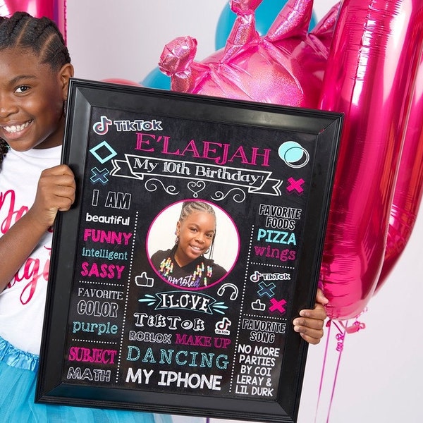 Printable 10th Birthday Chalkboard Sign for a Girl With Photo - Teens ...