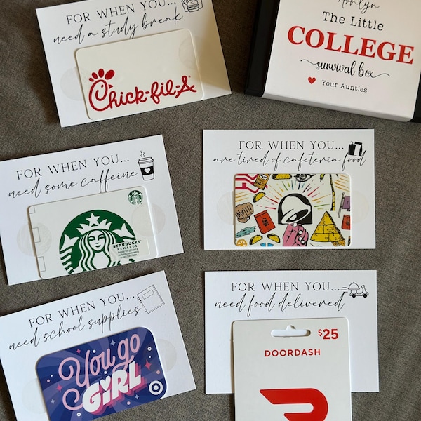 College Gift Card Box – Personalized Little College Survival Box, Money ...