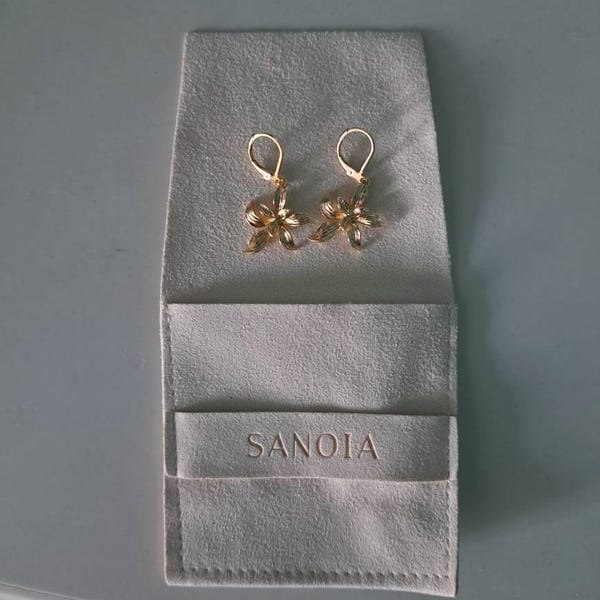 Gold Flower Earrings | Stainless Steel Earrings | Flower Dangle ...
