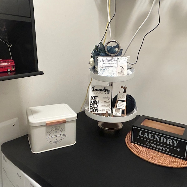 Laundry Room Tier Tray Minis - Wash/dry/fold - Laundry Help Needed ...