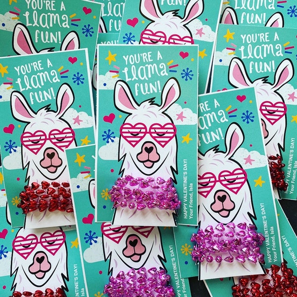 You're a Llama Fun Kids Valentine, Llama Valentine, Necklace Valentine ...