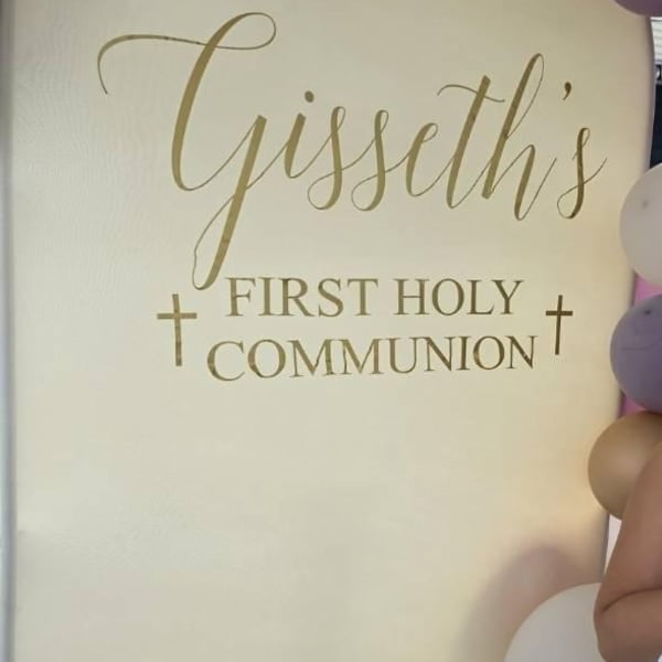First Holy Communion Vinyl | Cross Backdrop Display for Religious ...