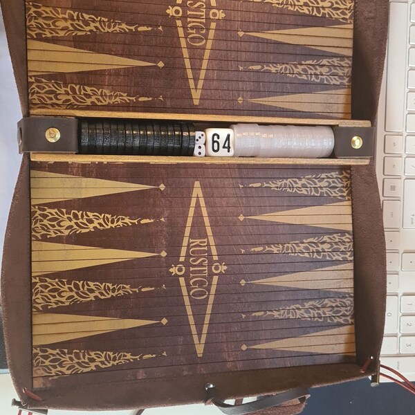 Rustigo Portable,roll Up,travel Backgammon and Chess/distressed Blue ...