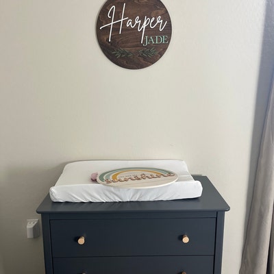Nursery Name Sign, Above Crib Name Sign, Round Name Sign, Boho Baby ...