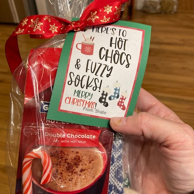 Printable/editable Here's to Hot Chocs and Fuzzy Socks Christmas Gift ...