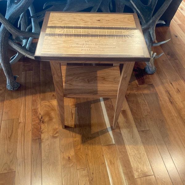 Handcrafted Stained Wood Cribbage Table, Side Table - Etsy