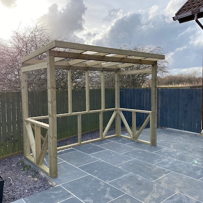 Plans for Wooden Garden Lean to Patio Shelter 2.4m X 4.8m Digital ...
