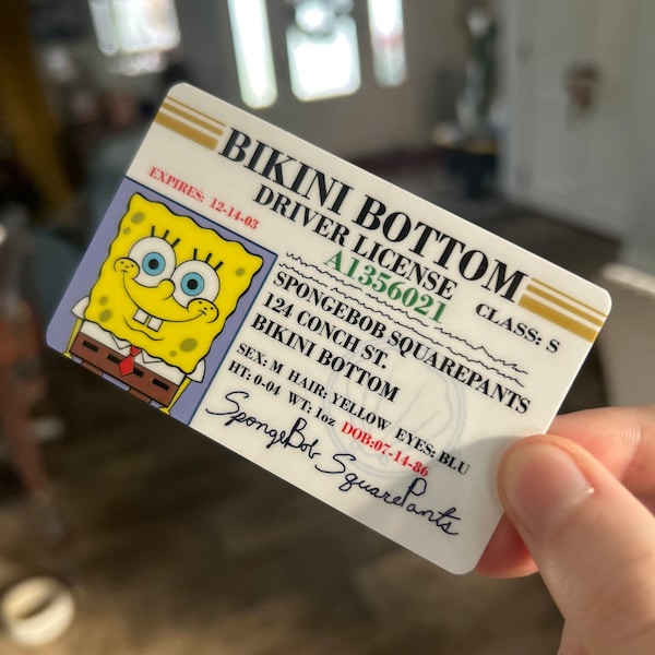 Spongebob Squarepants Parody Prop Drivers License on a Laminated ID ...