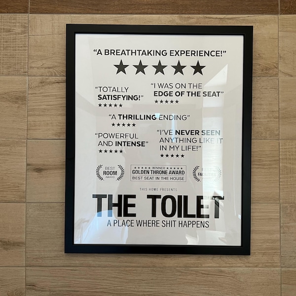 Toilet 5 Star Reviews, PRINTABLE Wall Art, Bathroom Rating Decor ...