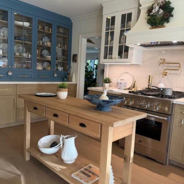 Handmade Solid Oak Kitchen Island With Drawers & Storage – Rustic ...