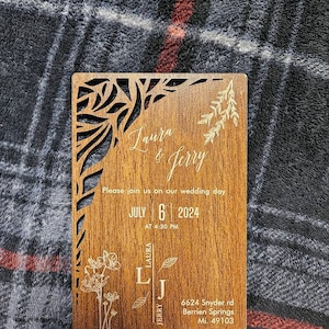 Luxury Rustic Wooden Wedding Invitation, Boho Wedding Invitation ...