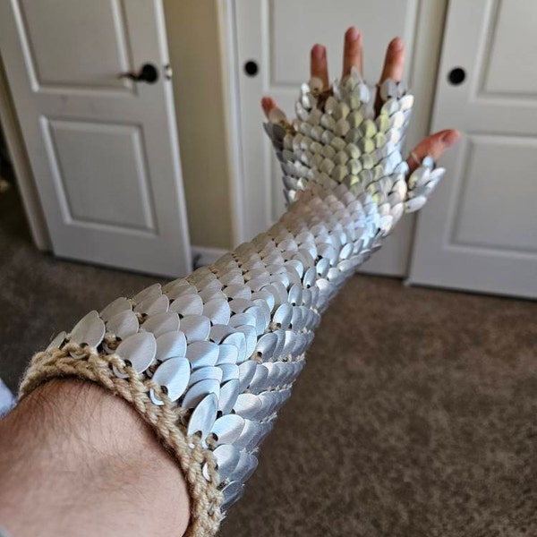 Scale Maille Knitted Dragonhide Armor Gauntlets Elbow Length Fully ...