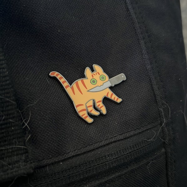 Orange Tabby Knifecat Enamel Pin - Etsy