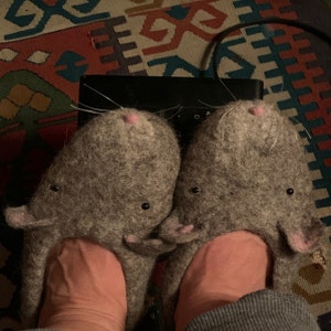 Mouse Woman Slippers, Custom Gray Mice, Rat, Felted, Personalized ...