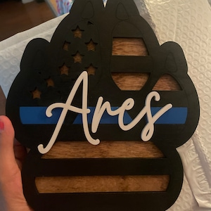 Police K9 Paw Print Sign, Thin Blue Line K9 Sign, Law Enforcement Decor ...