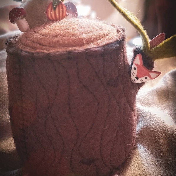 Felt Tree Stump Pincushion With Mushroom Pin – Woodland Sewing ...