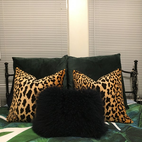 Leopard Velvet Pillow | Leopard Print | Jamil Leopard Velvet | Animal ...