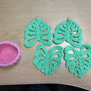 Monstera Leaf Coaster Set CROCHET PATTERN - Etsy