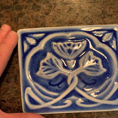 Flower Tile Blue Flower Tile Blue Tiles Art Tiles - Etsy