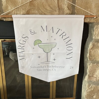 Margs and Matrimony Custom Welcome Sign for Bachelorette Fabric Photo ...