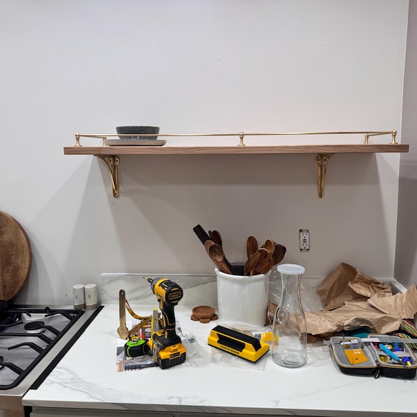 Brushed Satin Brass Gallery Rail | Kitchen Fiddle Tipping Shelf Rail ...