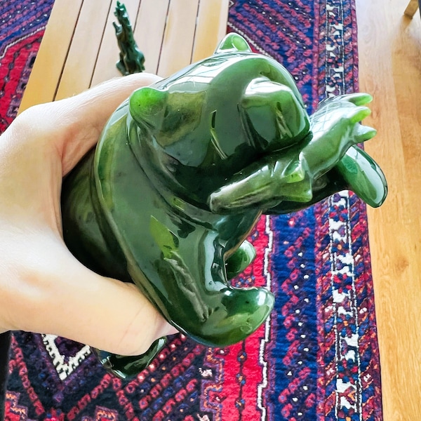 Canadian Jade Bear With Fish - Multiple Sizes - Jade Carving - Jade ...
