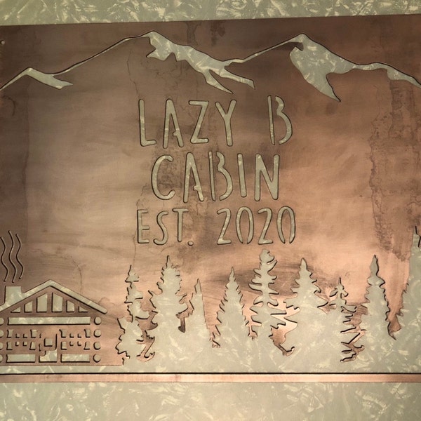 Personalized Rustic Metal Cabin Wilderness Sign - Custom Mountain Wall ...