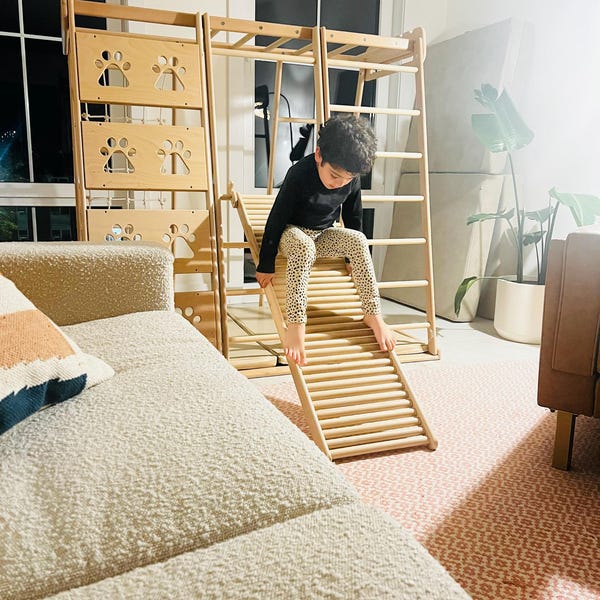 88x78 Large Swedish Ladder Bundle: Waldorf Playmat, Monkey Bars, Indoor ...