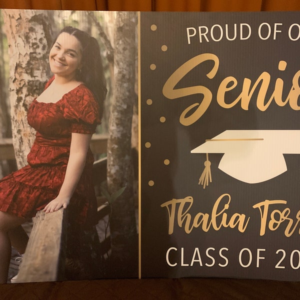 Senior Yard Sign, Graduation Yard Sign, Gold Graduation Sign, Photo ...