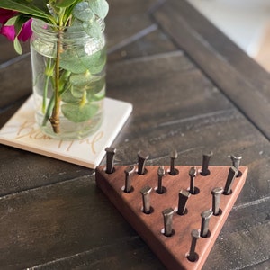 Cross Peg Solitaire Handmade Wooden Brain Teaser Cracker Barrel Game ...