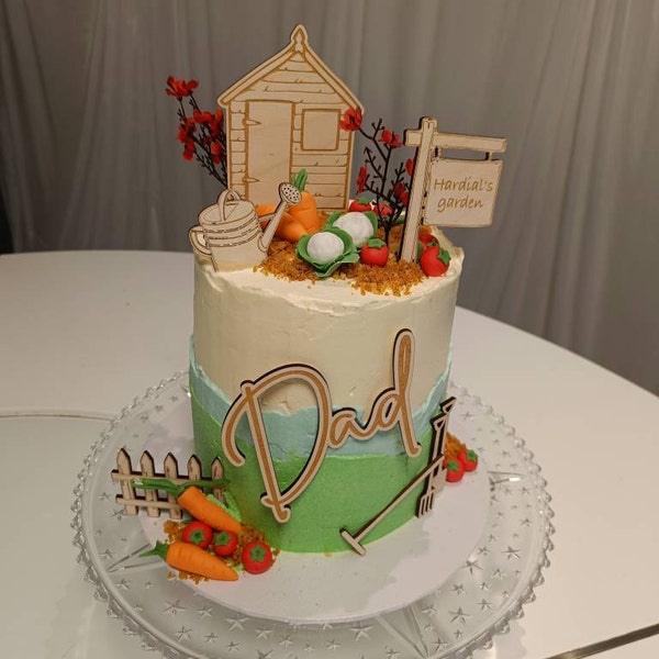 Wooden Gardening Theme Cake Topper Set, Gardening, Cake Toppers, Wooden ...
