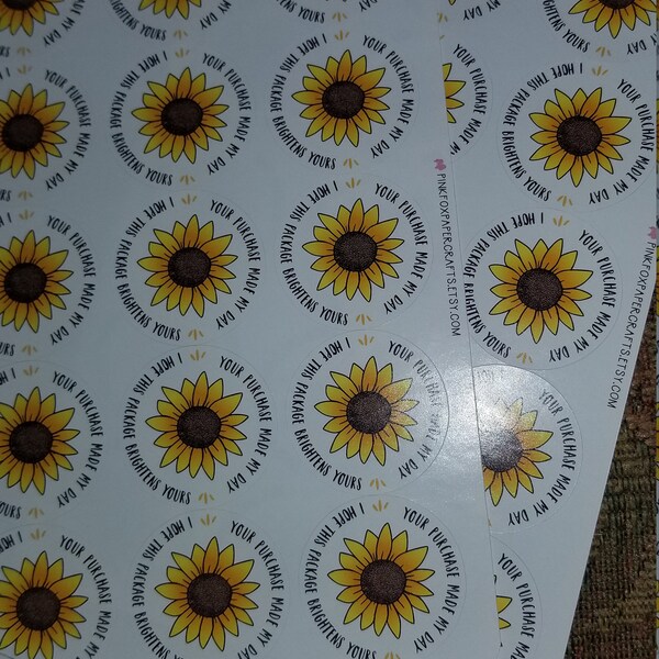 Your Purchase Made My Day Stickers, Sunflower Happy Mail Sticker ...