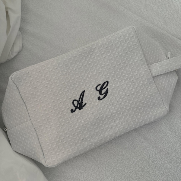 Personalised Small Quilted Monogramed Cosmetic Bag, Initial Name Makeup ...